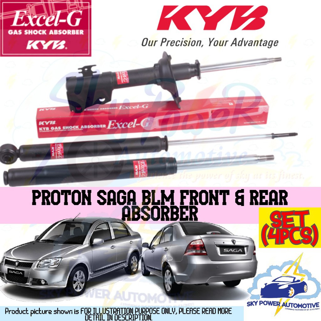 PROTON SAGA BLM KAYABA (KYB) EXCEL-G GAS SHOCK ABSORBER (FRONT 2PCS + REAR 2PCS = SET 4PCS ...