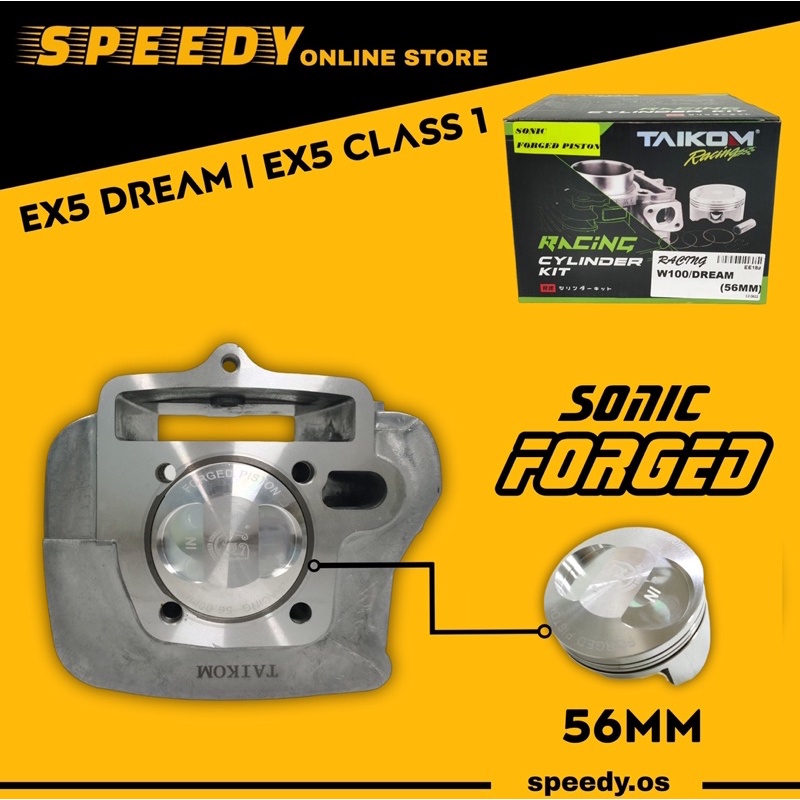 TAIKOM RACING BLOCK 56MM (PISTON SONIC - FORGED) EX5 DREAM/ WAVE100 ...