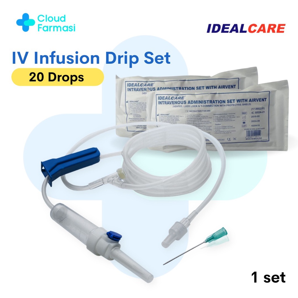 [Cloud Farmasi] IV Intravenous Admin Set with Airvent Adult 20 Drops ...