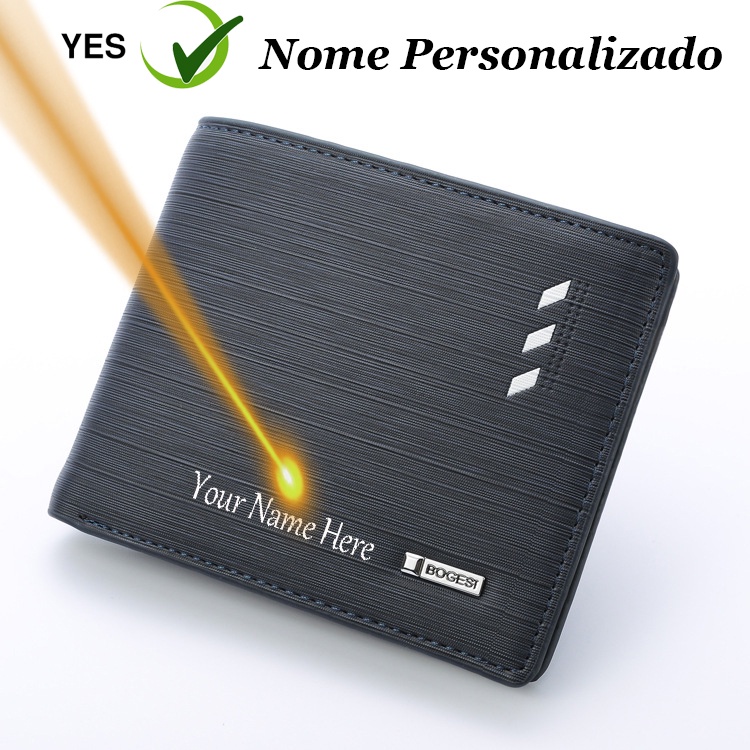 Personalized Name Men's Short Bifold Wallet High Quality PU Leather Men ...