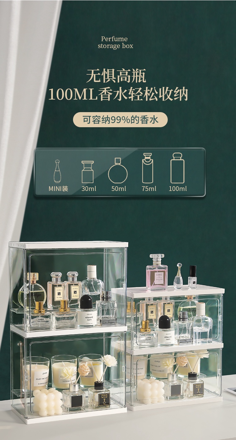 Perfume Organizer Storage Box Transparent Dust Proof Acrylic Perfume ...
