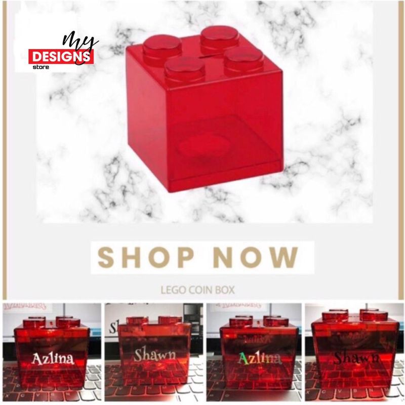 LEGO Coin Box / Kotak Syiling with Personalized Customized Name ...