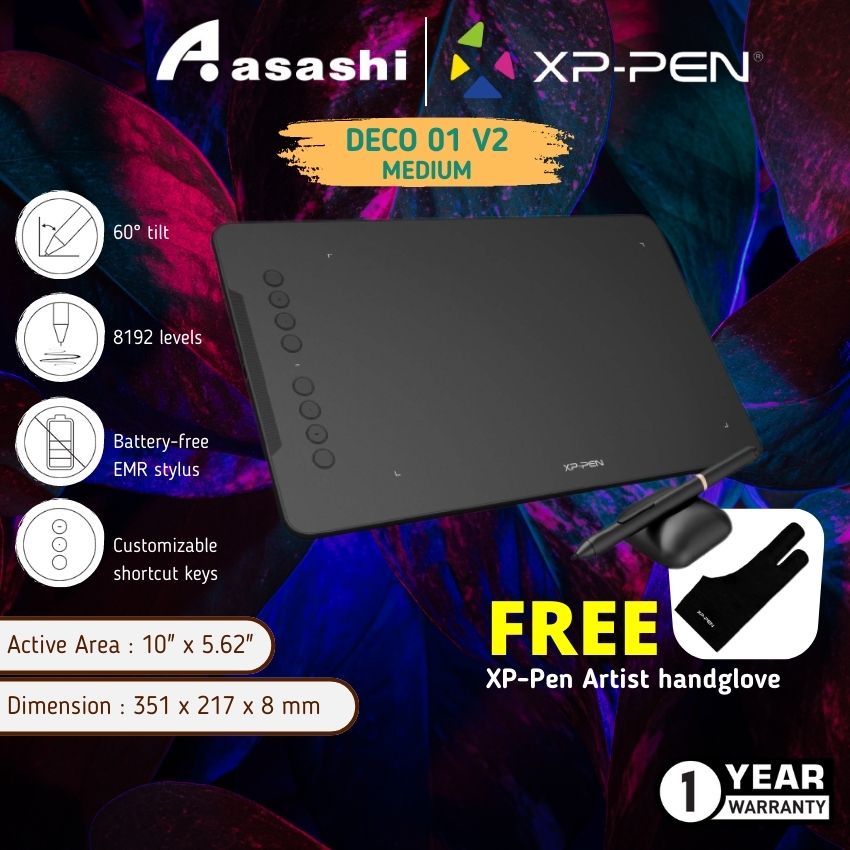 XP-PEN Deco 01 v2 / Deco01V2 Medium Comes with OTG adapters Free XP-Pen ...