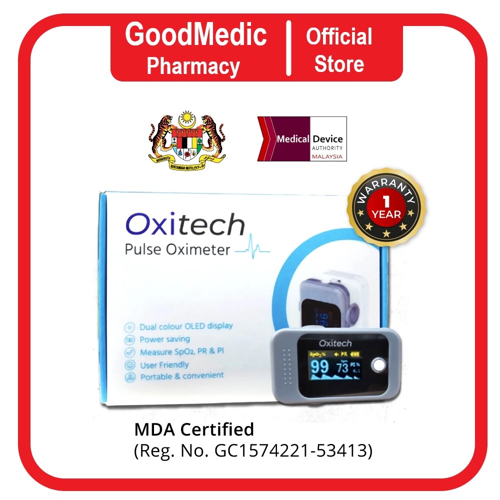 Oxitech Pulse Oximeter with MDA Approved (1 year warranty) with free 2 ...