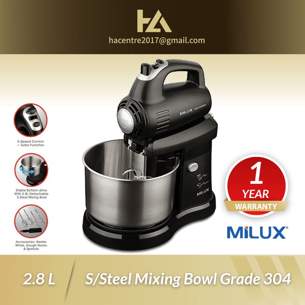 Milux 2.8L Multi-Pro Stand Mixer MSM-9512 / MSM9512 台式打蛋机 Mesin ...
