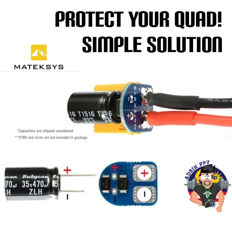 MATEK VOLTAGE SPIKE FILTER XT60-TVS 470uF Low ESR Electrolytic ...
