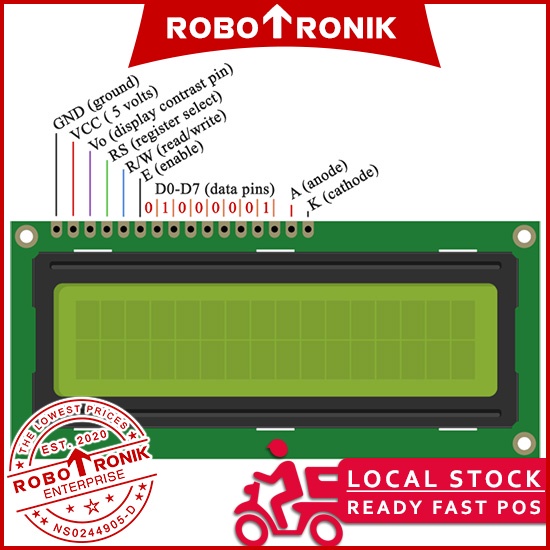 Arduino LCD Display 16x2 Yellow / Blue Backlight Screen Serial Parallel ...