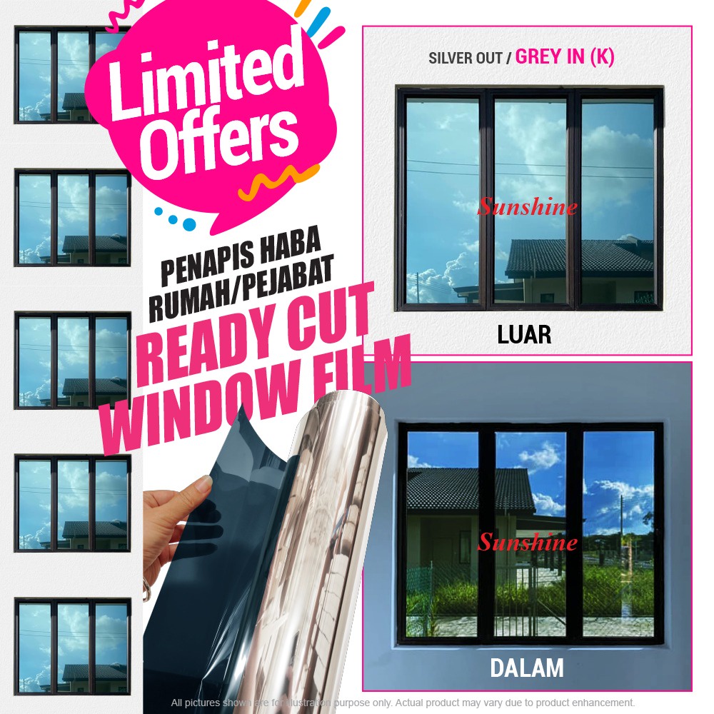 Home Tinted/Tinted Rumah, Silver Grey/Perak Kelabu, Made in Korea, 2ply ...