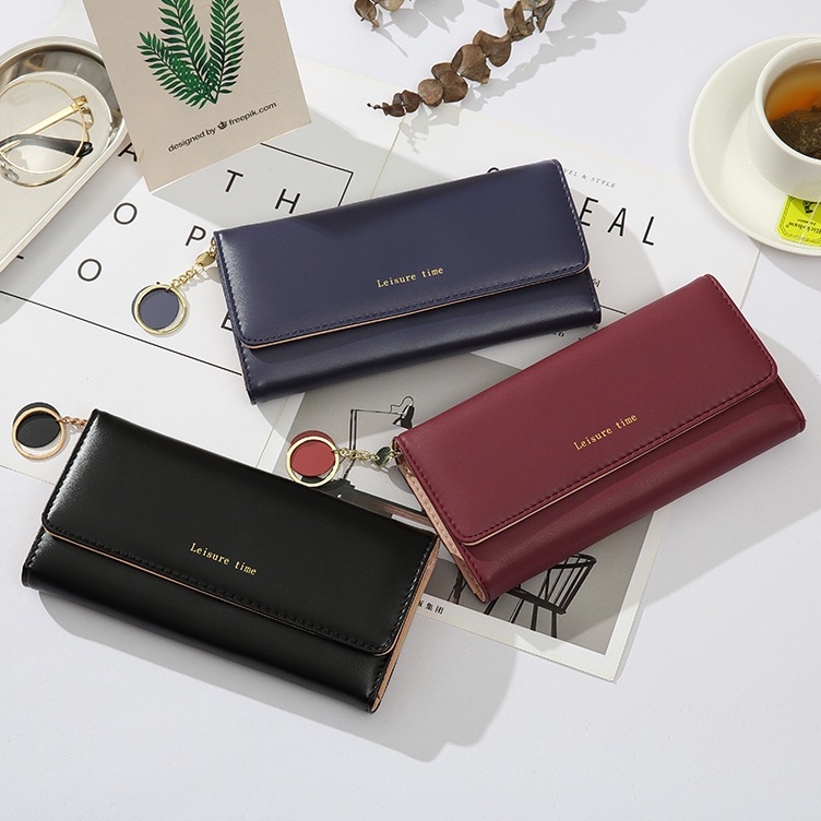 Long wallet women multi functional bifold purse ladies dompet duit ...