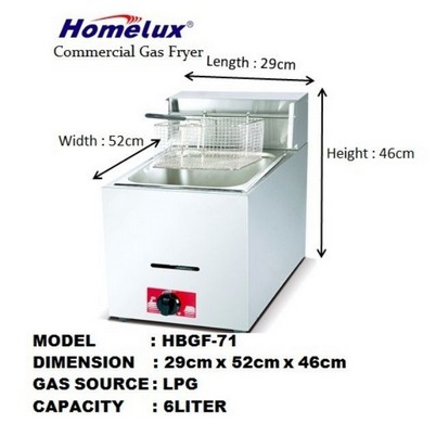 HOMELUX COMMERCIAL GAS FRYER HBGF-71/Fryer Single Tank Gas Deep Fryer ...