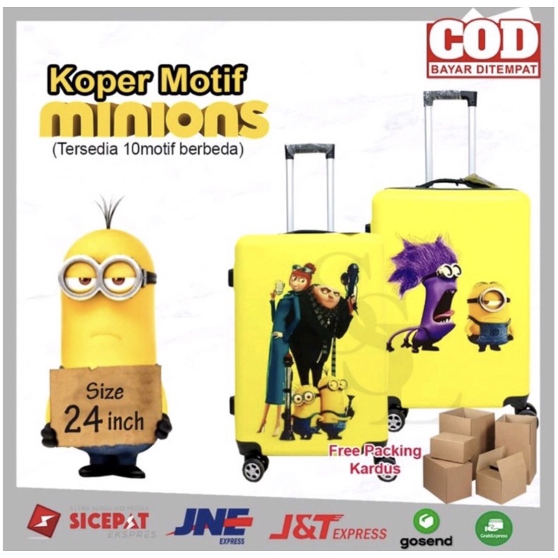 Custom minion Suitcase Size 24 inch Made Of Cartoon fiber Luggage ...
