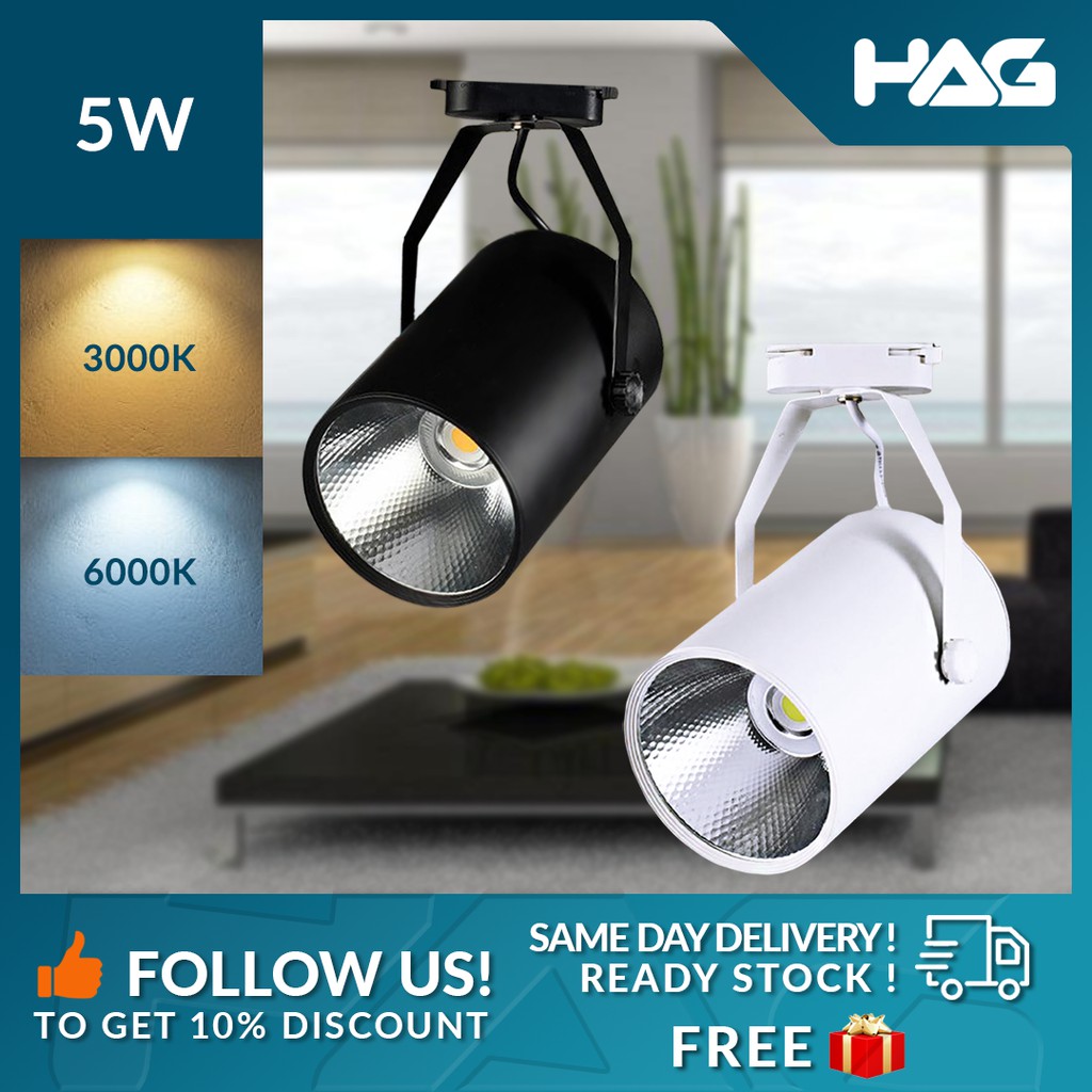 HAG® 5W LED Track Light Adjustable Black White Yellow 3000k White 6000k ...