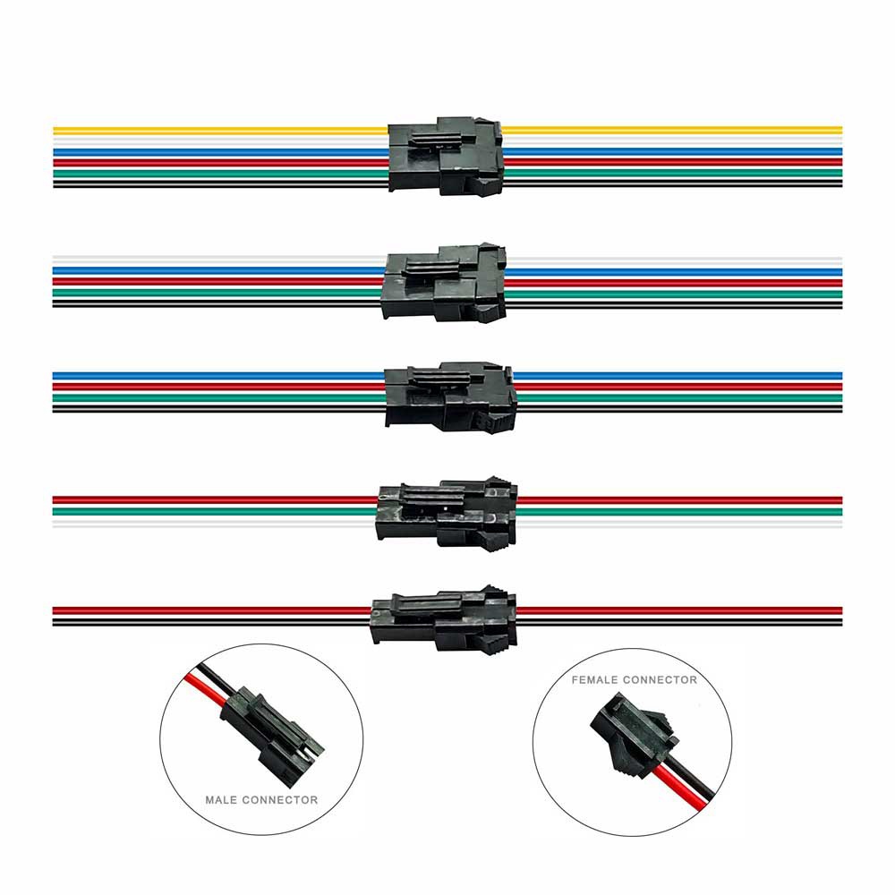 5 Set 30cm JST SM 2P 3P 4P 5P 6P Automobile Quick Connect Wire Connector Male and Female Plug ...
