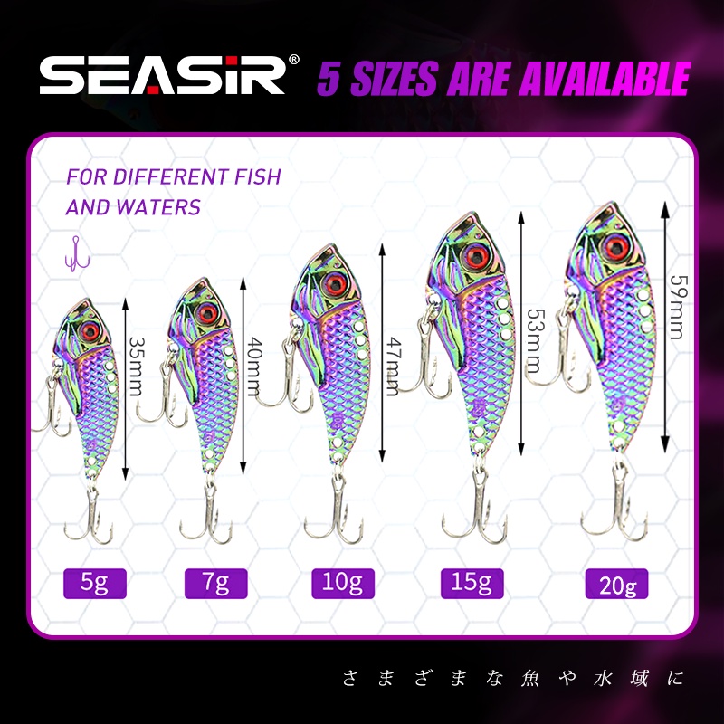 SEASIR Magic Dragon Colorful 3D Eyes Vib Lures BKK Hook Long Throw ...