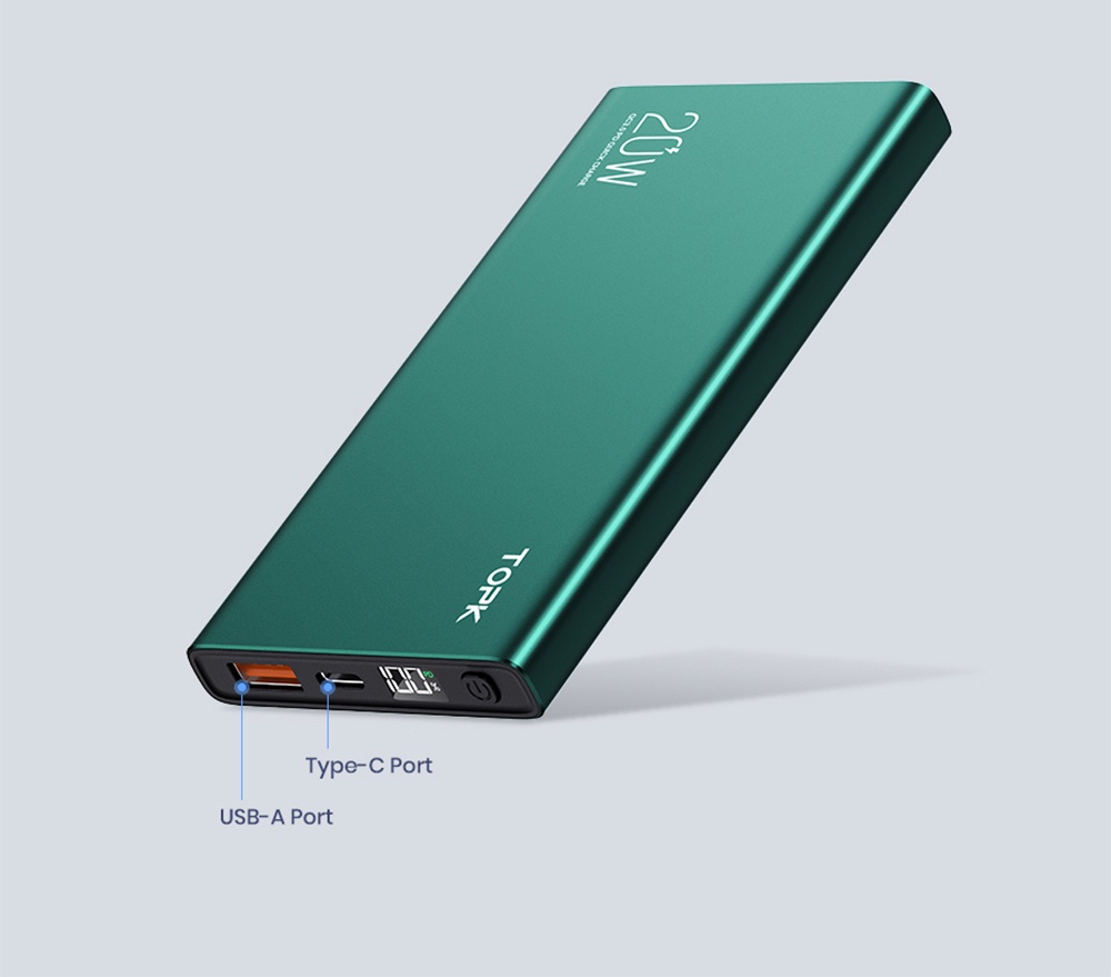 TOPK I1006P 10000mAh Powerbank PD 20W Dual USB LED Display USB Type C ...