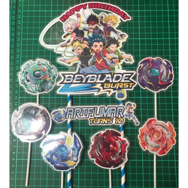Beyblade burst cake topper set of 7 | Shopee Malaysia