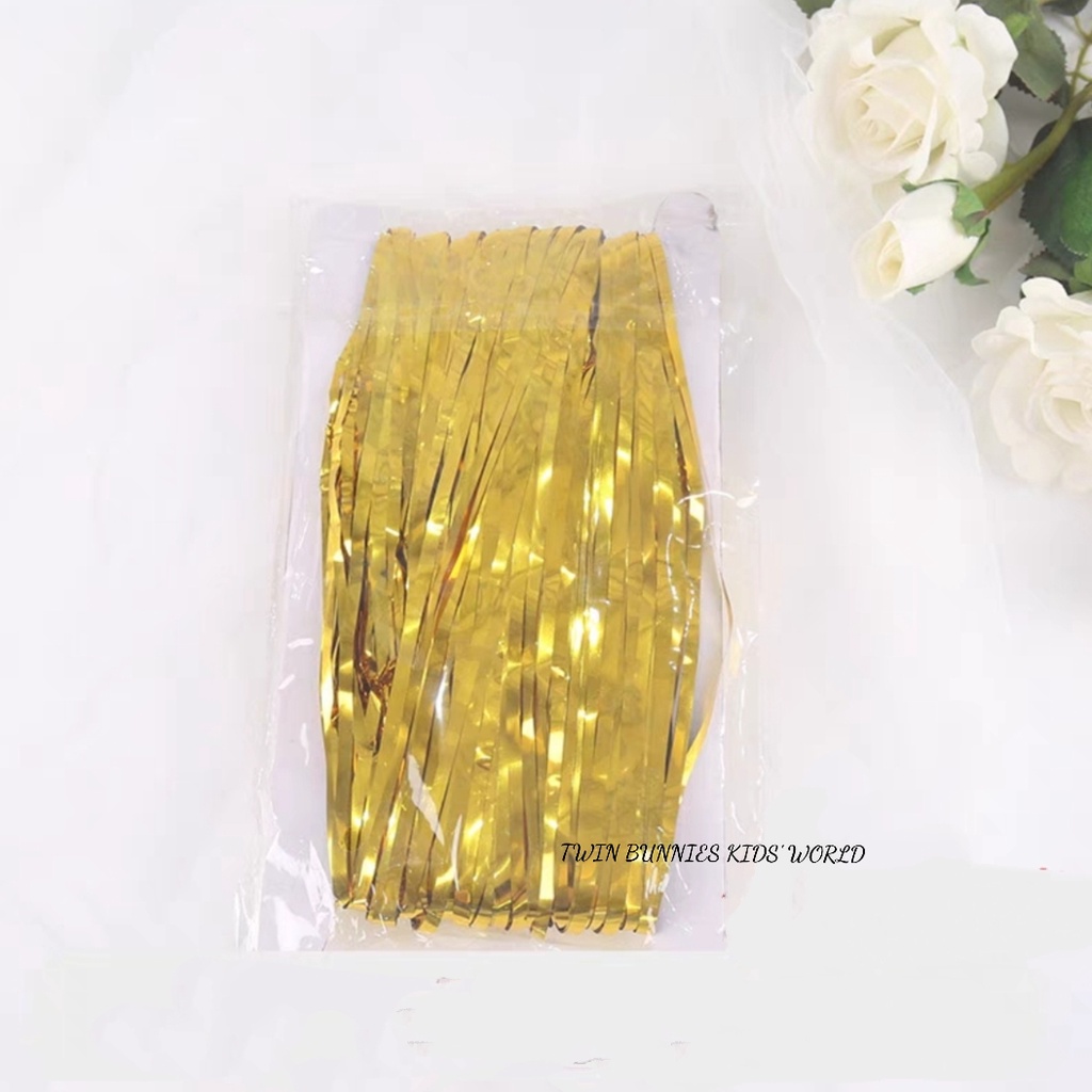 TB 1m x 2m Metallic Foil Rain Curtain Birthday Wedding Decoration Wall ...