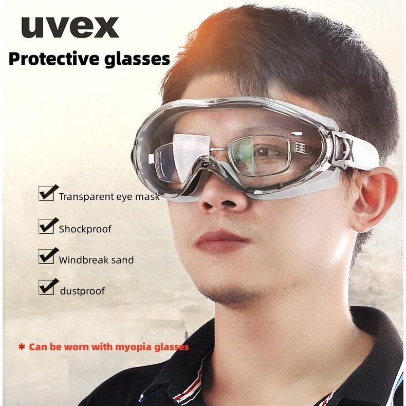 UVEX Safety Goggles Anti-fog Anti-impact Transparent Protective ...