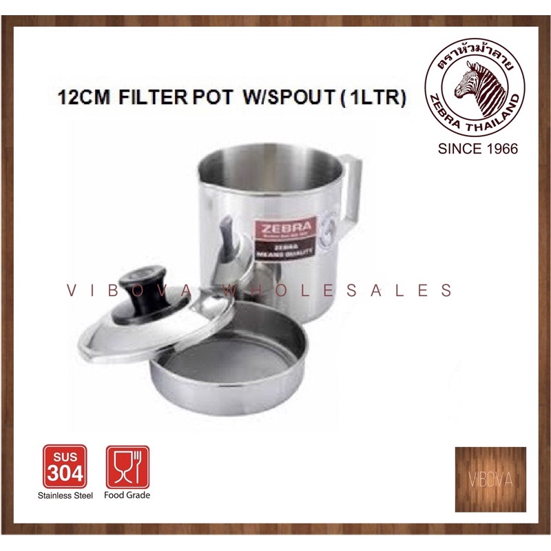 Zebra Filter Pot with Spout / Oil Pot 12cm (1L) 斑马钢货 | Shopee Malaysia