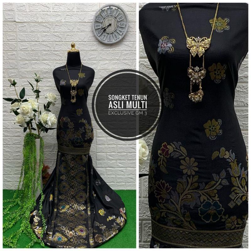 songket bunga raya multi colour exclusive kain quality bagus | Shopee ...