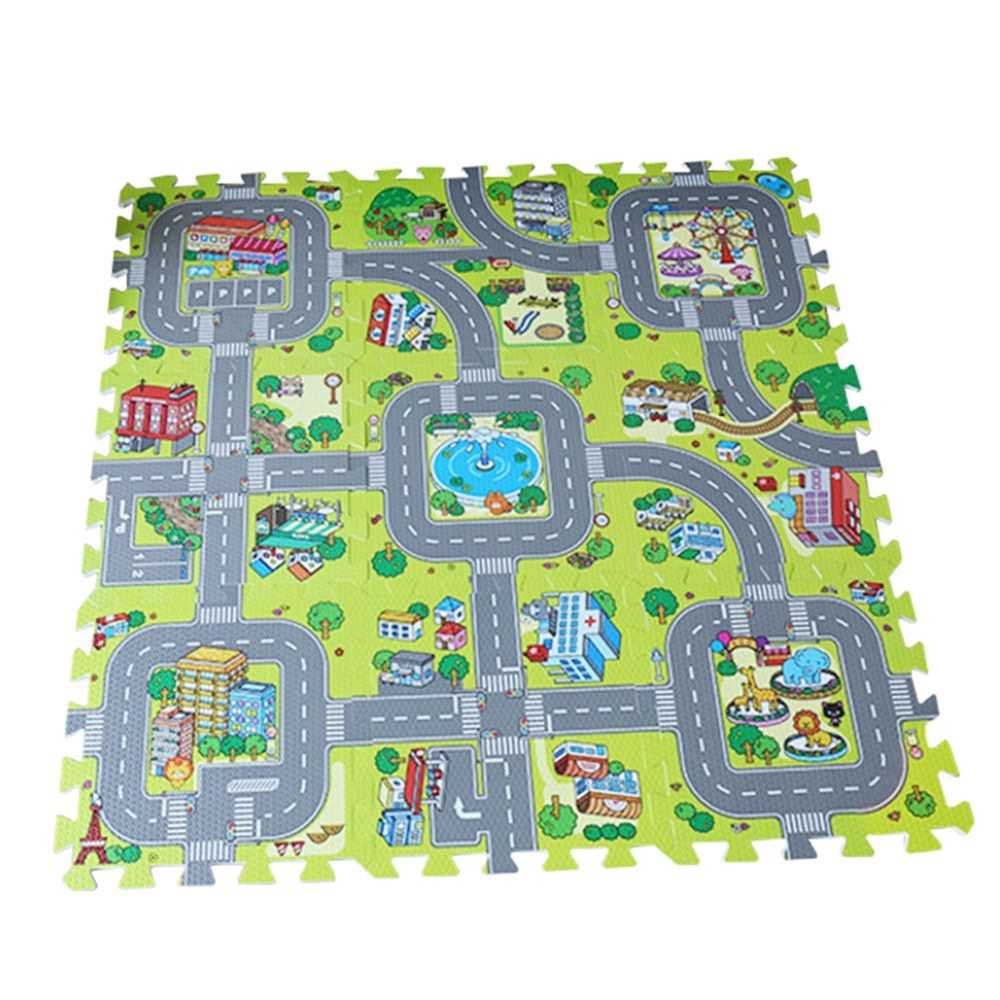 Traffic Play Mat Puzzle Foam Interlocking Tiles Kids Road Traffic Play ...