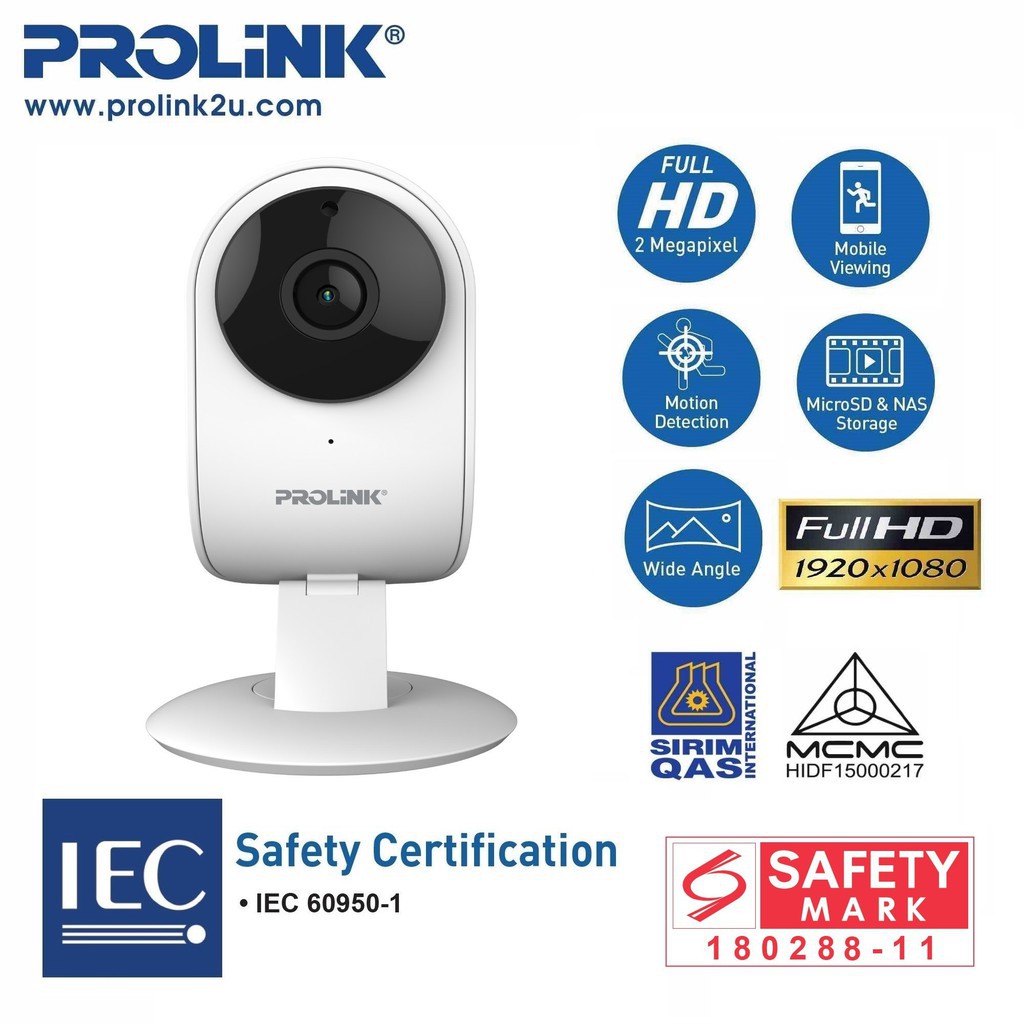 PROLiNK PIC3002WN Full HD Smart Wi-Fi IP Camera with Memory Card Slot ...