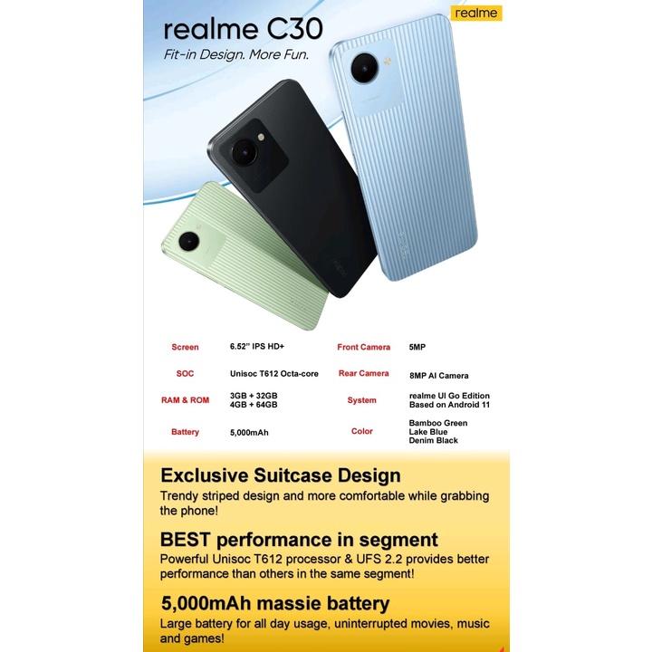 🔥 realme New Model 🔥 realme C30 3GB+32GB Black 🖤 Green 💚 Blue 💙 RRP ...