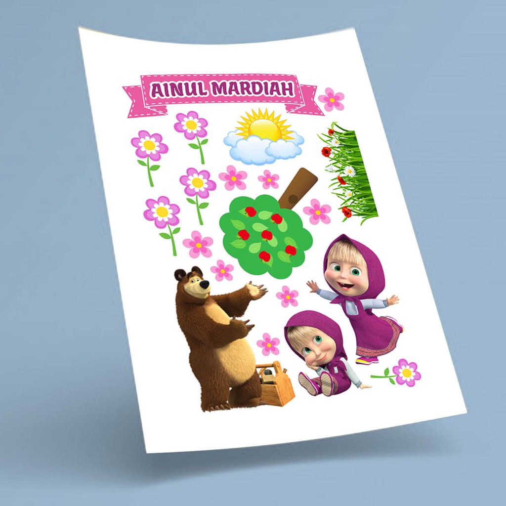 MASHA AND THE BEAR CUSTOM NAME & AGE [JPEG FORMAT/FILE] [CAKE TOPPER ...