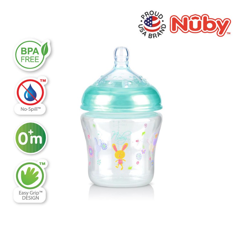 Nuby Natural Touch Printed Bottle with Slow Flow 0m+ (9oz/270ml/1 Pack) NB68076S | Shopee Malaysia