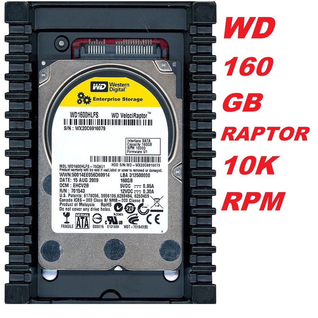 WD 160GB VELOCI RAPTOR 10K RPM HDD (WD1600HLFS) (REFURBISHED) | Shopee ...
