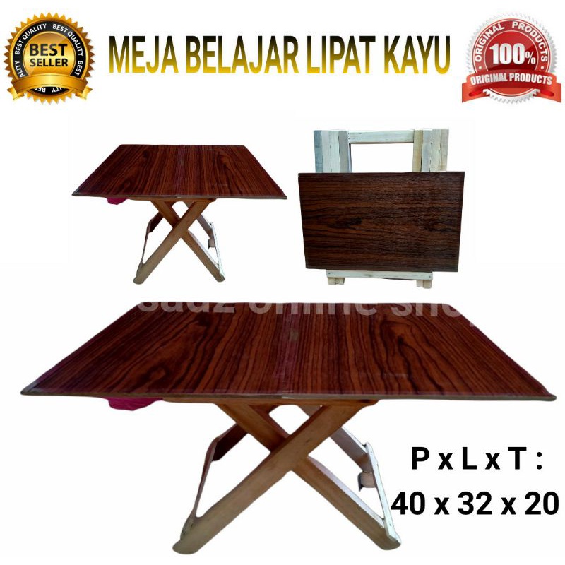 KAYU Wooden folding table | Plain study table | Laptop TABLE | Shopee ...