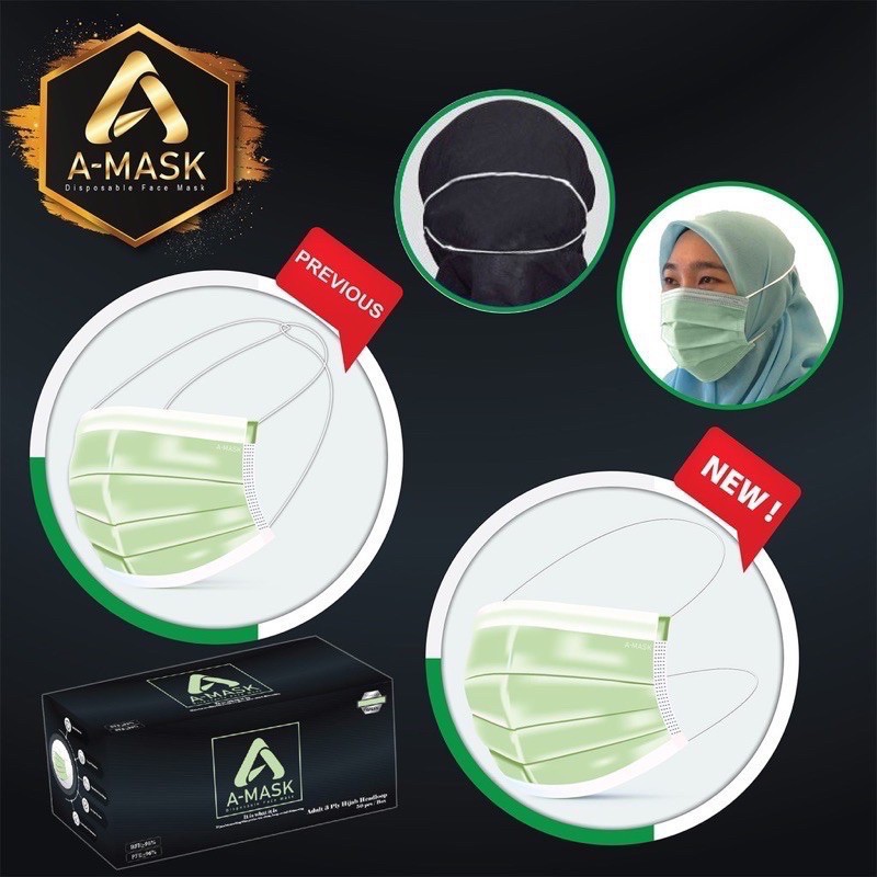 ️A-MASK ️Malaysia made 3ply face mask simply K Color earloop headloop ...