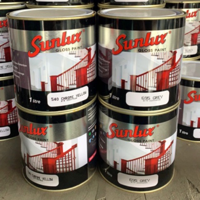 1 Liter SUNLUX Gloss Paint Glossy Wood Or Metal Paint / Cat Kayu Dan ...