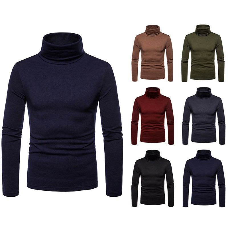 The latest tide Men Long Sleeve Thermal Cotton High Collar Skivvy ...