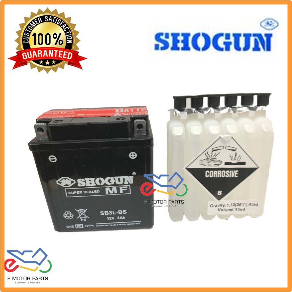 SHOGUN BATTERY SB3L-BS Y125 SHOGUN SB3L-BS BATTERY CONVENTIONAL BATTERY ...