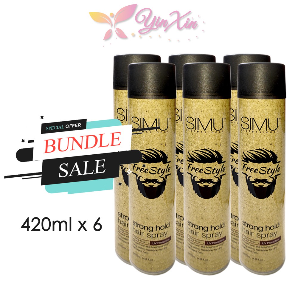 SIMU Strong Hold Hair Spray 420ml x 6 bottles (Bundle Sale) | Shopee ...