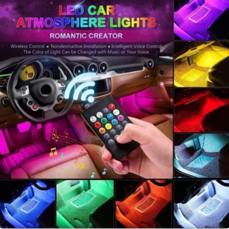 Wireless Remote Control Car RGB LED Neon Interior Light Lamp Strip ...