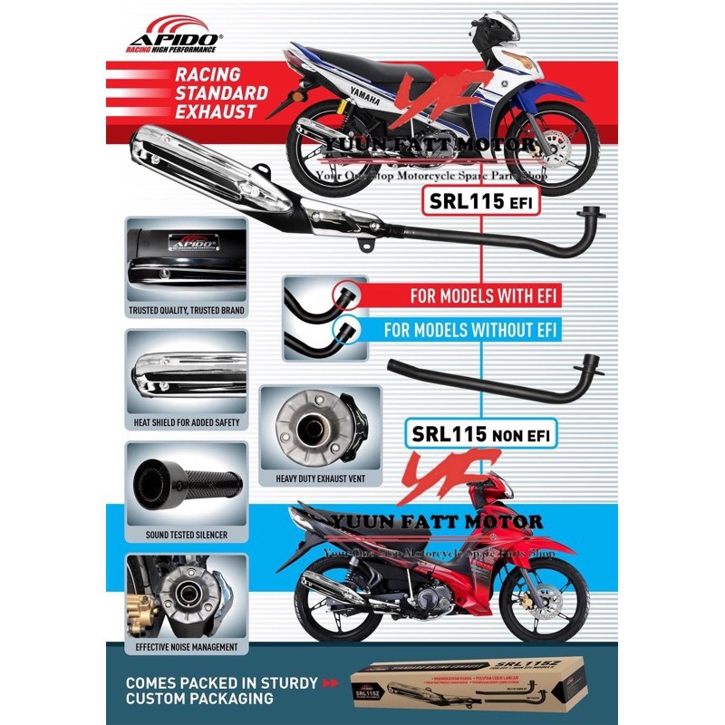 Yamaha Lagenda110 / 115 / fuel injection - 🔥racing standard exhaust ...
