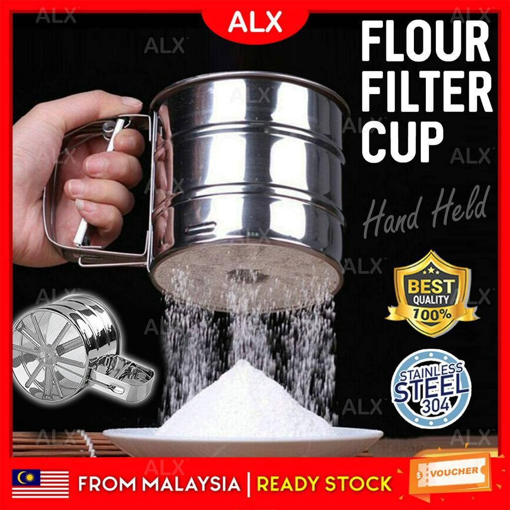 ALX Stainless Steel Flour Sieve Hand Held Cup Strainer Baking Cake Tool ...