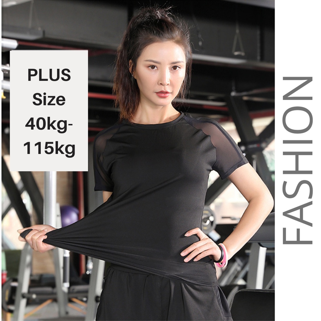 🇲🇾Plus Size Lady Women Exercise Sport T-Shirt Blouse Tops Casual ...