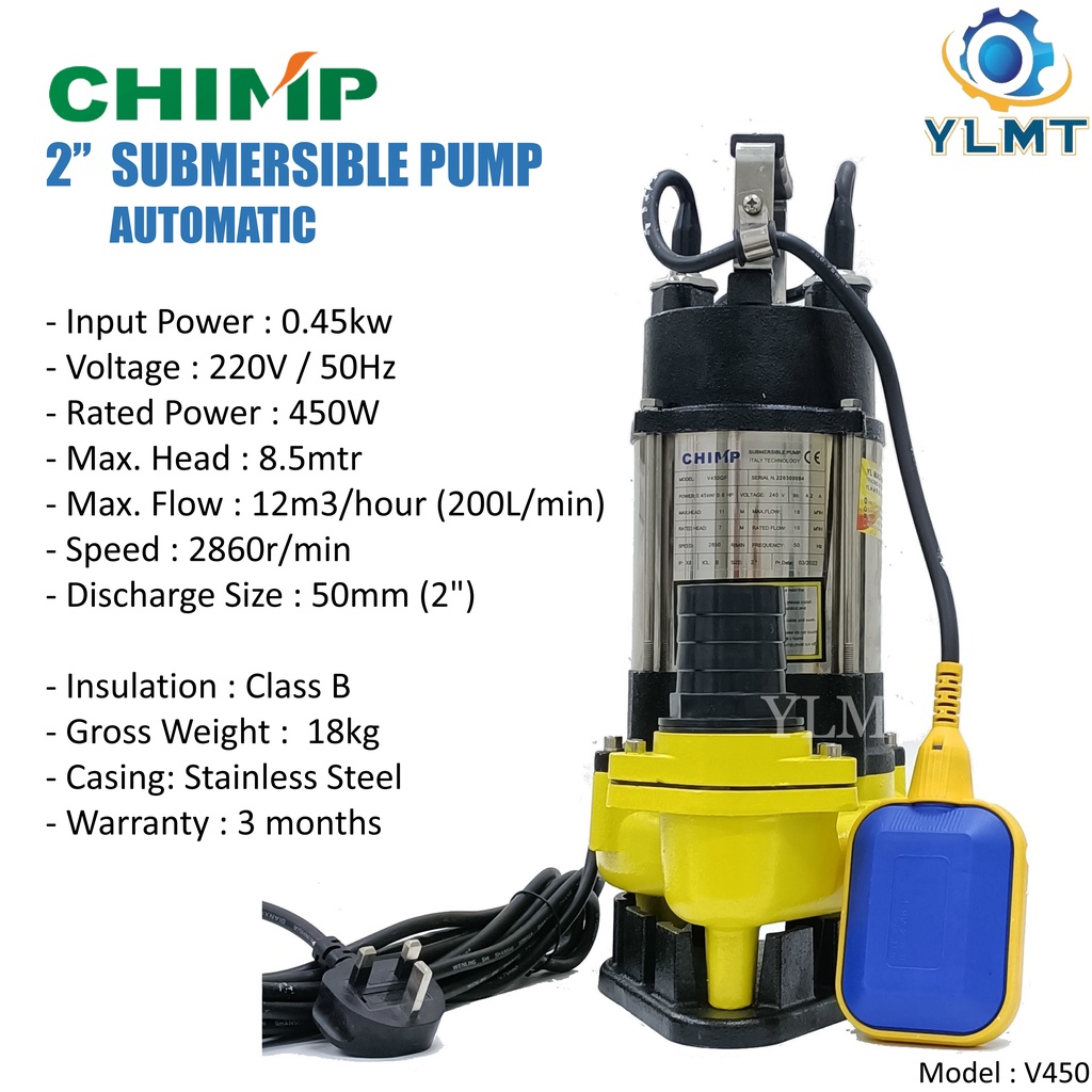 CHIMP Stainless Steel Submersible Water Pump Manual / Auto / garden fountain pool / booster pump ...