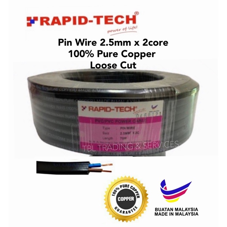 Loose Cut 5m 10m 15m 20m Full Copper Cable Pin Wire Twin Flat Cable 2 ...