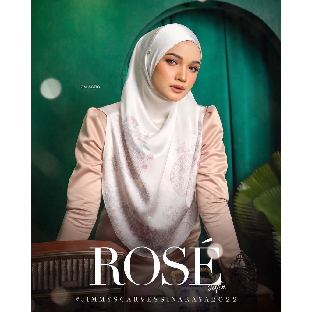 Jimmyscarves Rose Satin Instant Shawl Sinaraya / Jimmy scarves Rose Satin Printed instant shawl ...