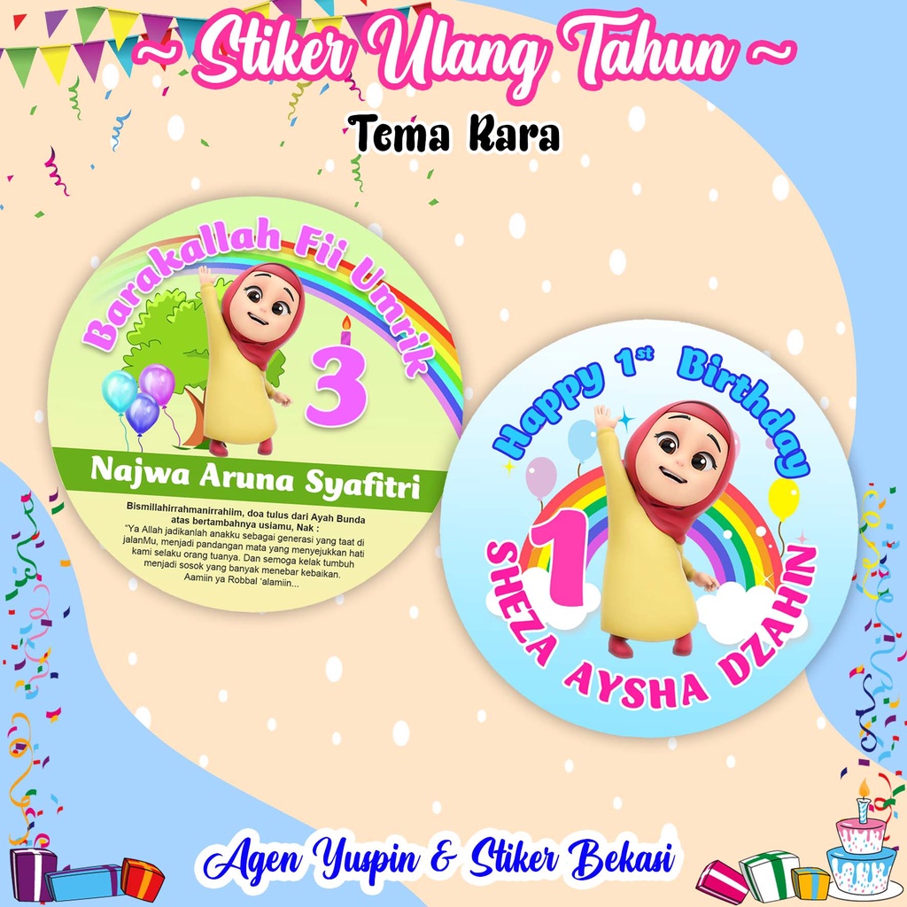 Superlarisstore Rara Theme Birthday Stickers / Birthday Stickers ...