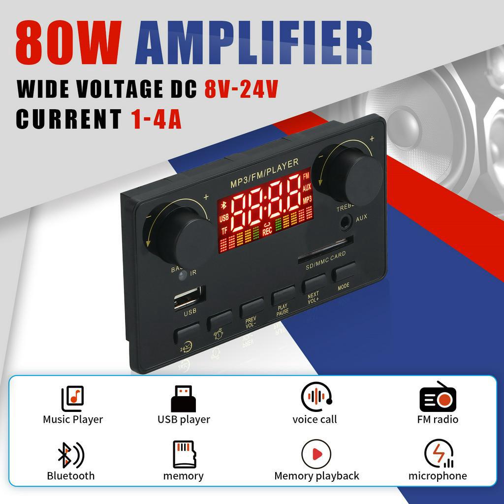 160W Amplifier Bluetooth 5.0 MP3 WMA APE Car Decoder Board Alarm Clock ...