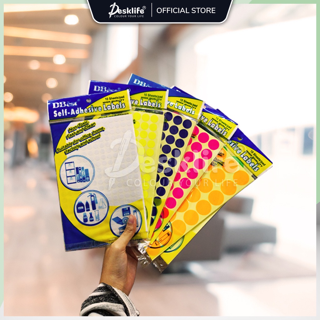 DBest Circle Self Adhesive Sticker Label Marking Fluorescent Colour Dot ...