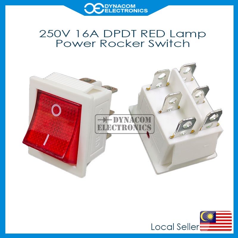 6-Pins SPST ON/OFF RED Light Power Rocker Switch For Appliances Switch ...