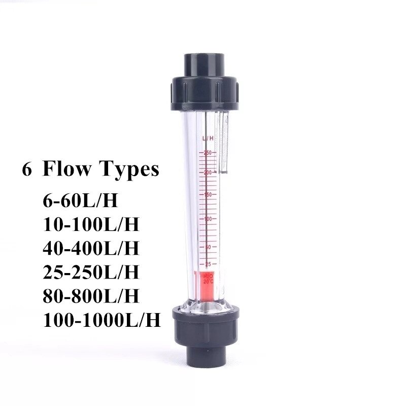 1pc Plastic Flow Meter 6-60L/H 10-100L/H 25-250L/H 100-1000LH Liquid ...