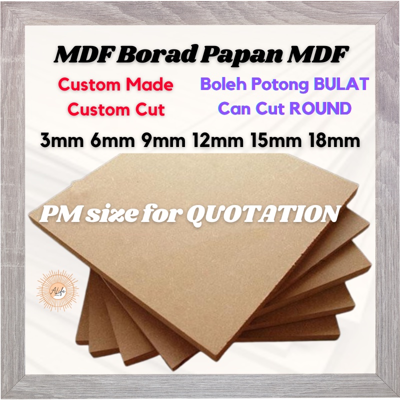 ALife Papan MDF Board DIY thickness 3mm 6mm 9mm 12mm 15mm 18mm fiber ...