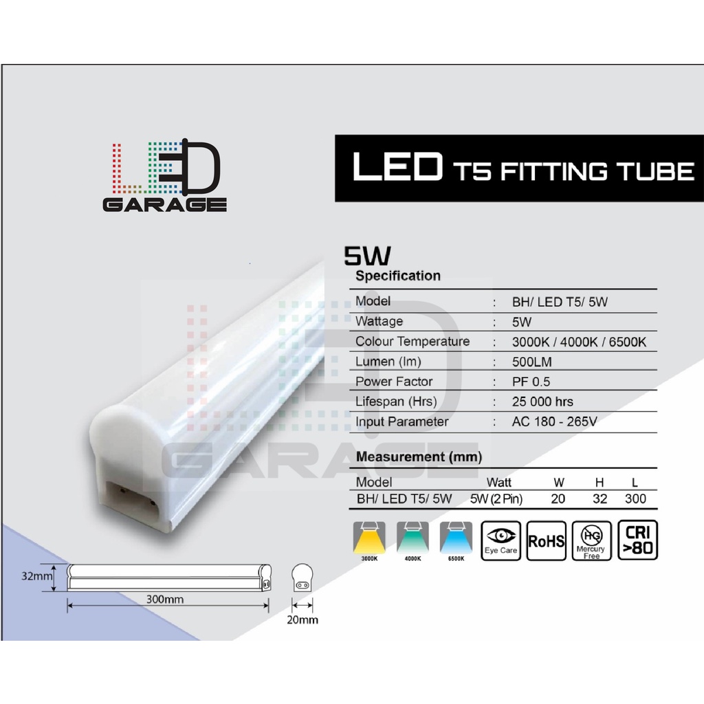 2Pin LED T5 Tube Light Drop Curve Light Ceiling Light Lampu Plaster Siling Mentol T5 [1 Years ...